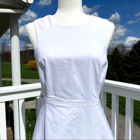 Calvin Klein | Dresses | Calvin Klein Square Armhole Fit Flare White ...